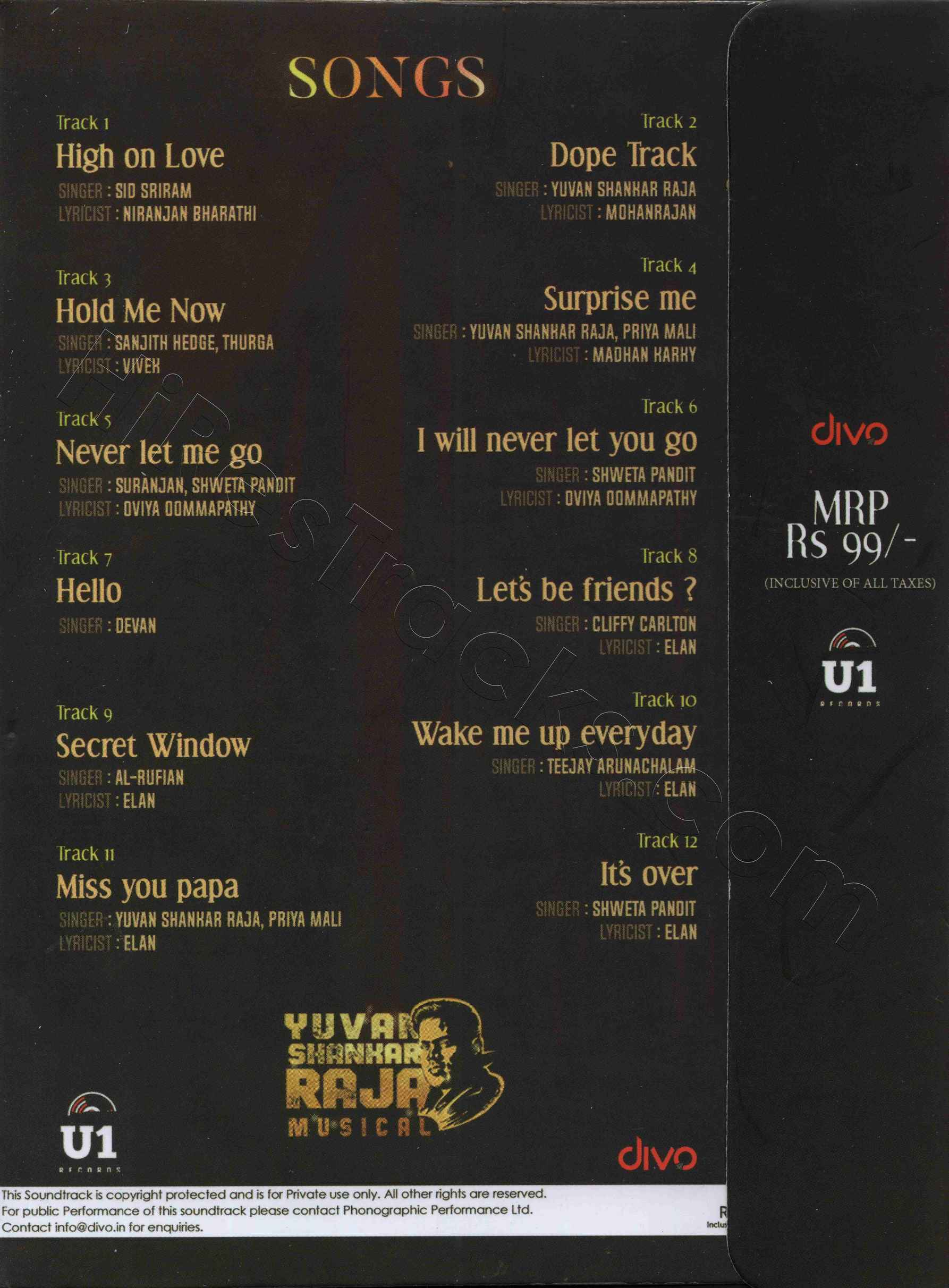 Pyaar Prema Kaadhal (2018) (Yuvan Shankar Raja) [U1 Records] [ACD-RIP-WAV] – HiResTracks.com