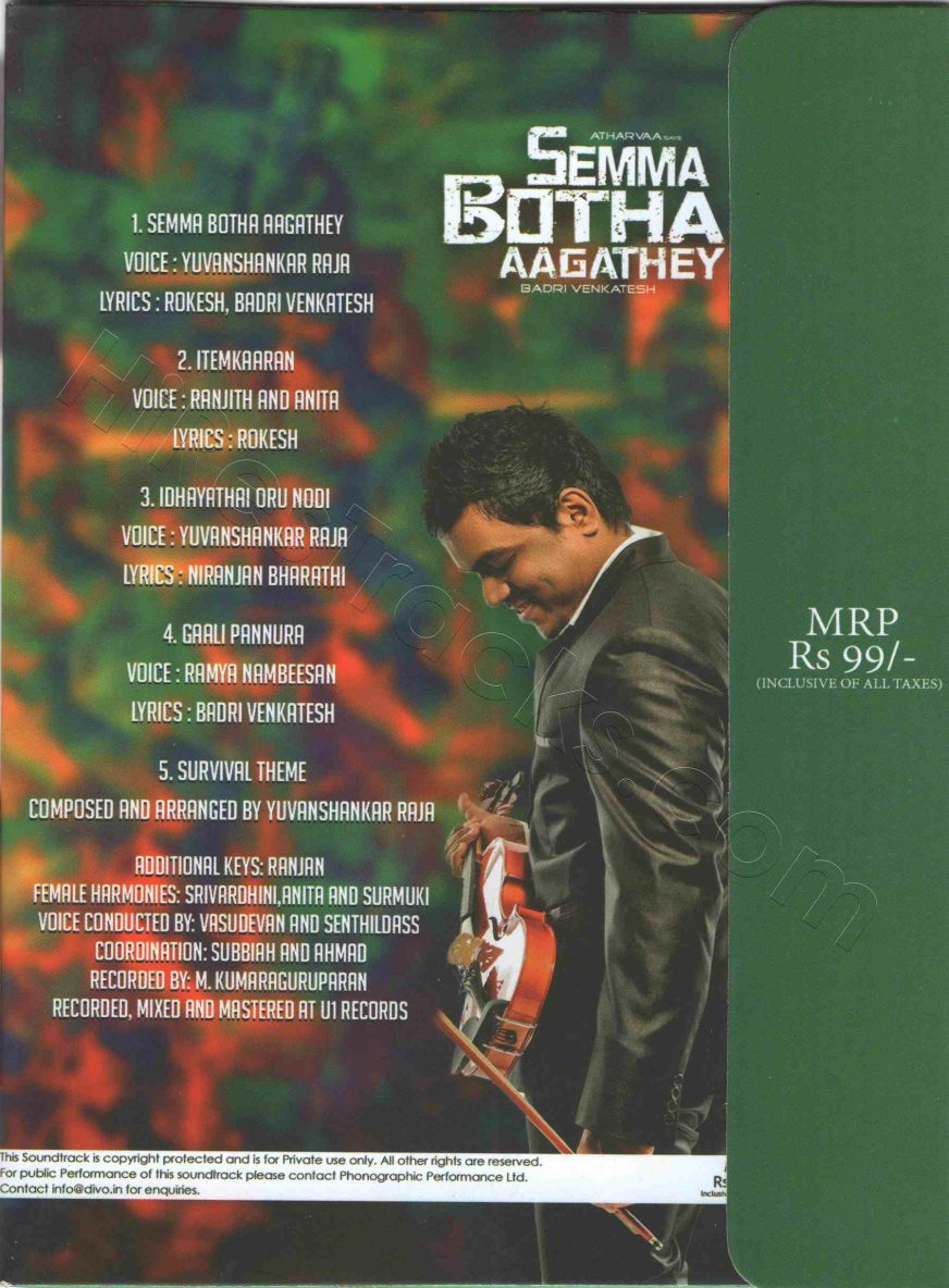 Semma Botha Aagathey (2017) (Yuvan Shankar Raja) [U1 Records] [ACD-RIP ...