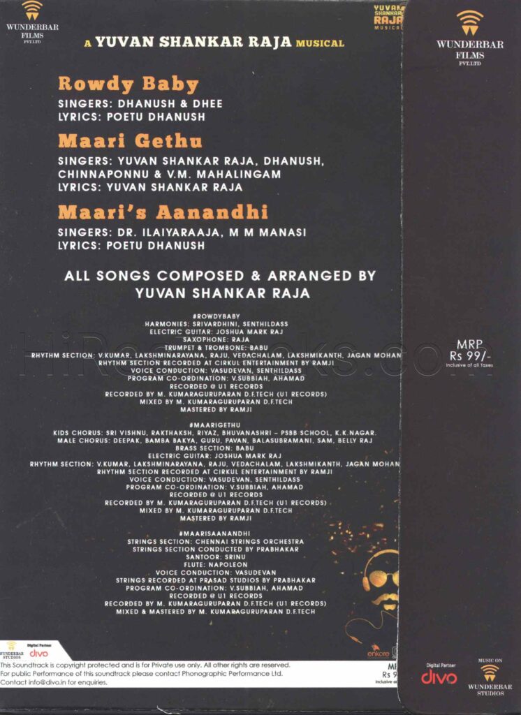 Maari 2 (2018) (Yuvan Shankar Raja) [Wunderbar Studios] [ACD-RIP-WAV ...
