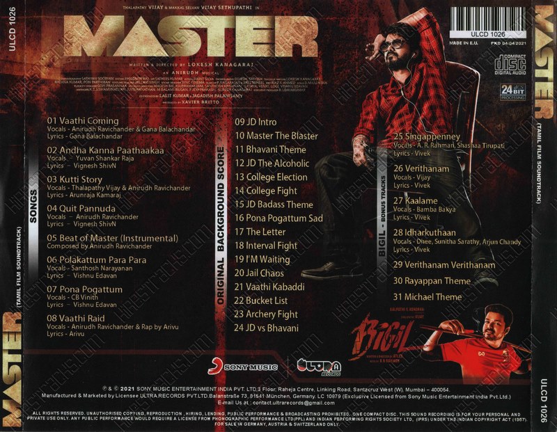 Master (Original Background Scores) (2021) (Anirudh Ravichander) [Ultra ...