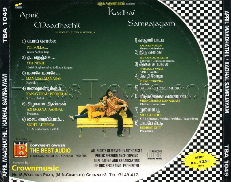 April Maadhathil (2002) (Yuvan Shankar Raja) [The Best Audio – TBA 1049 ...