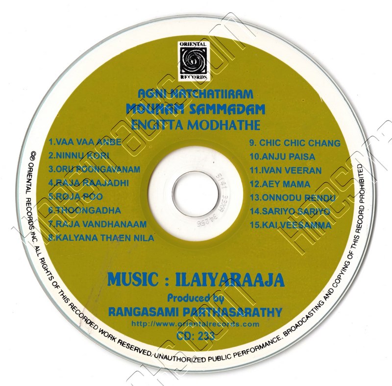 Mounam Sammadham (1990) (Ilaiyaraaja) [Oriental Records – ORI AAMS CD ...