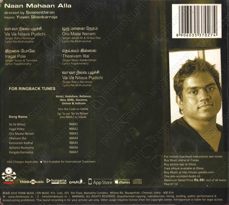 Naan Mahaan Alla (2010) (Yuvan Shankar Raja) [Think Music – TMCD 070 ...