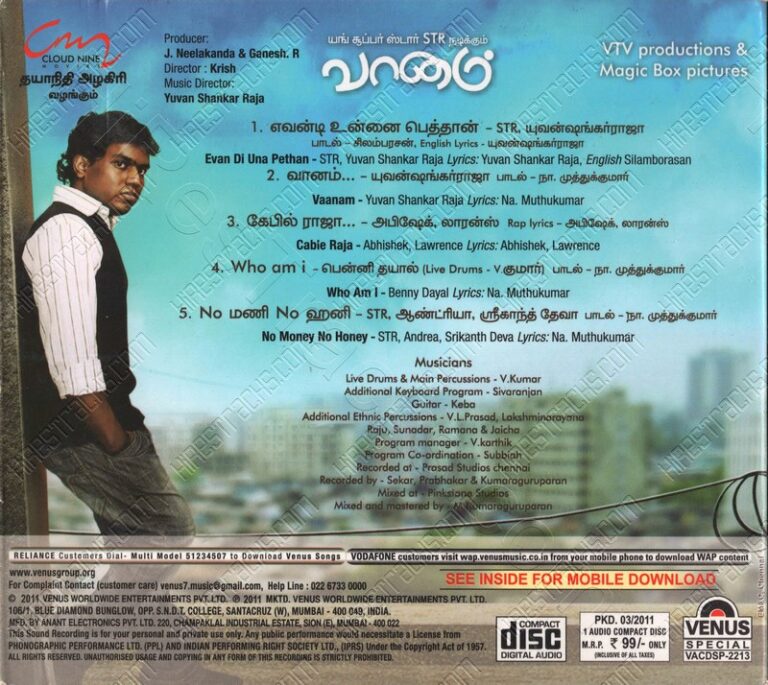 Vaanam (2011) (Yuvan Shankar Raja) [Venus – VACDSP – 2213] [ACD-RIP-WAV ...