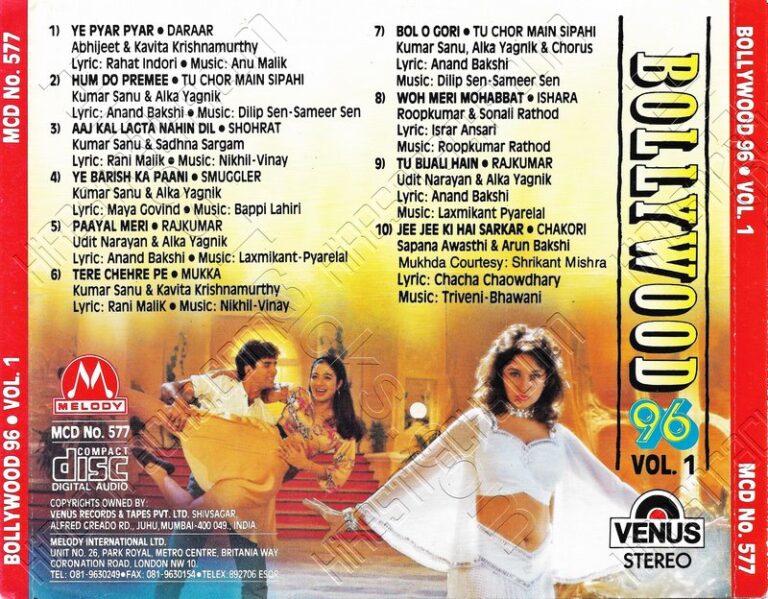Bollywood 96 Vol. 1 (1996) (Various Artists) [Melody – Venus – MCD NO – 577] [ACD-RIP-FLAC ...