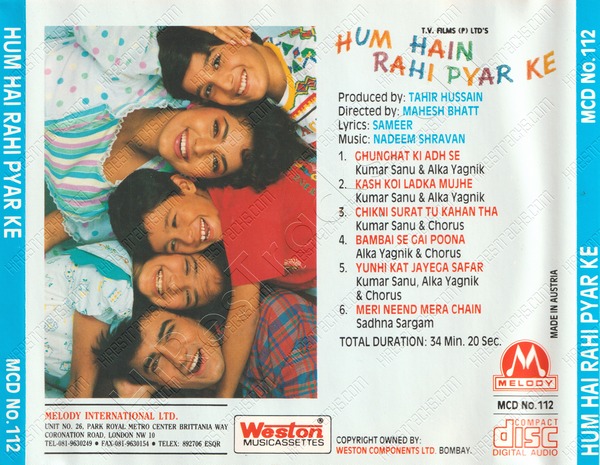 Hum Hain Rahi Pyar Ke (1992) (Nadeem Shravan) [Melody – MCD No – 112 ...